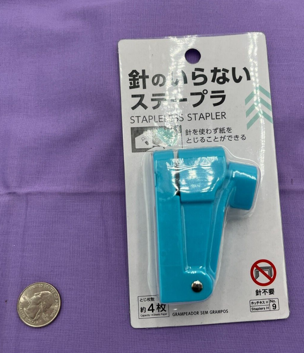 Daiso Stapleless Stapler - Blue - Effortless and Eco-Friendly Paper ...