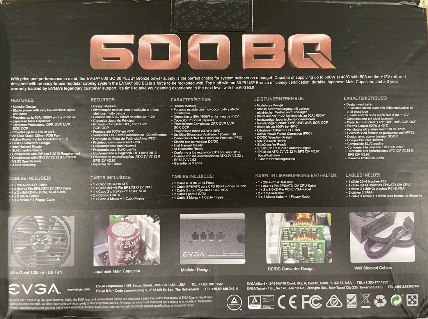 EVGA - 600 BQ - Modular 600W 80Plus Bronze Quiet FDB Fan Power Supply ...