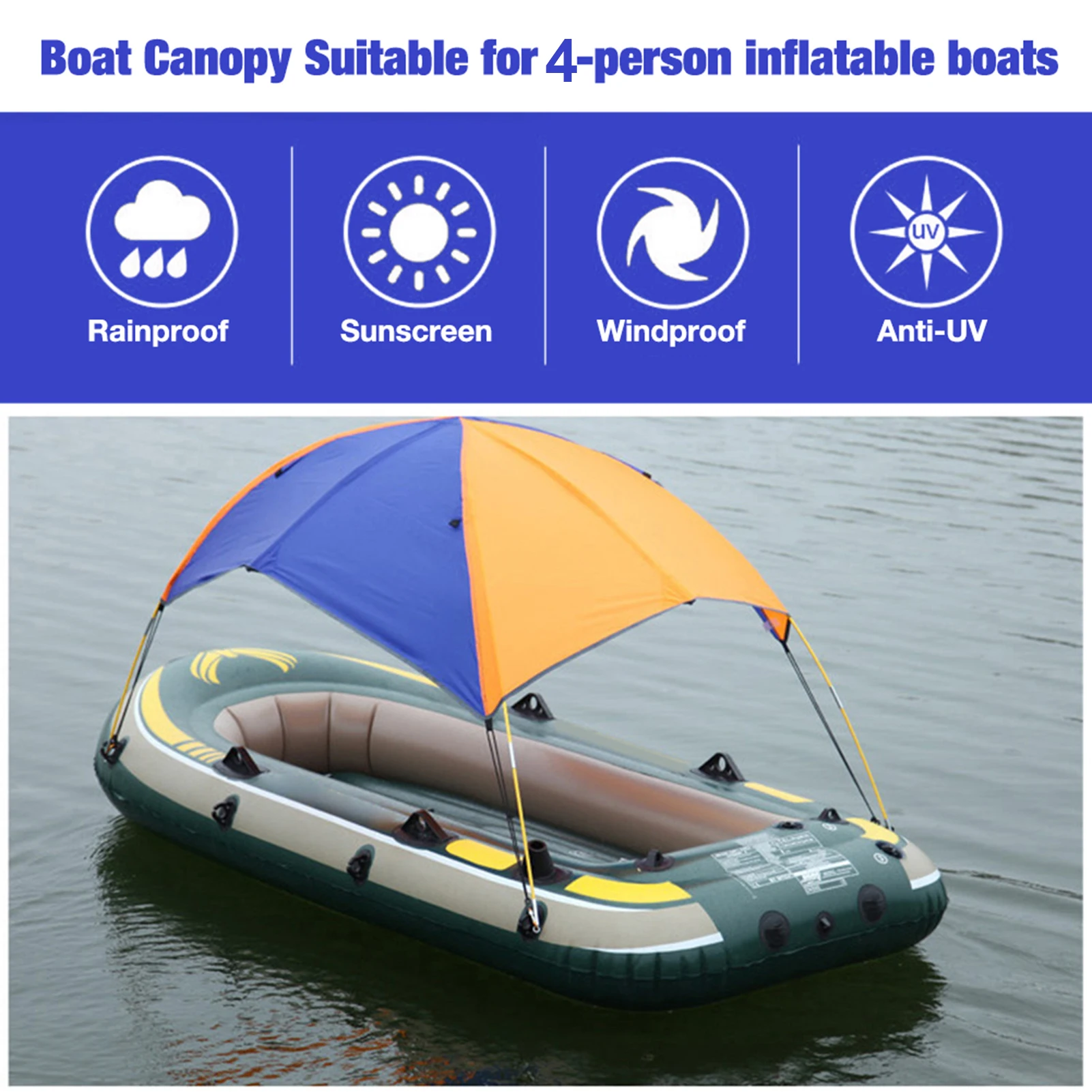 Large Boat Awning Shade Cloth Dinghy Fishing Boat Sun Shade Cover ...