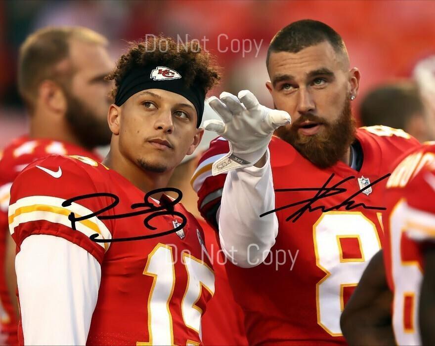 PATRICK MAHOMES TRAVIS KELCE SIGNED PHOTO 8X10 RP AUTOGRAPH REPRINT ...