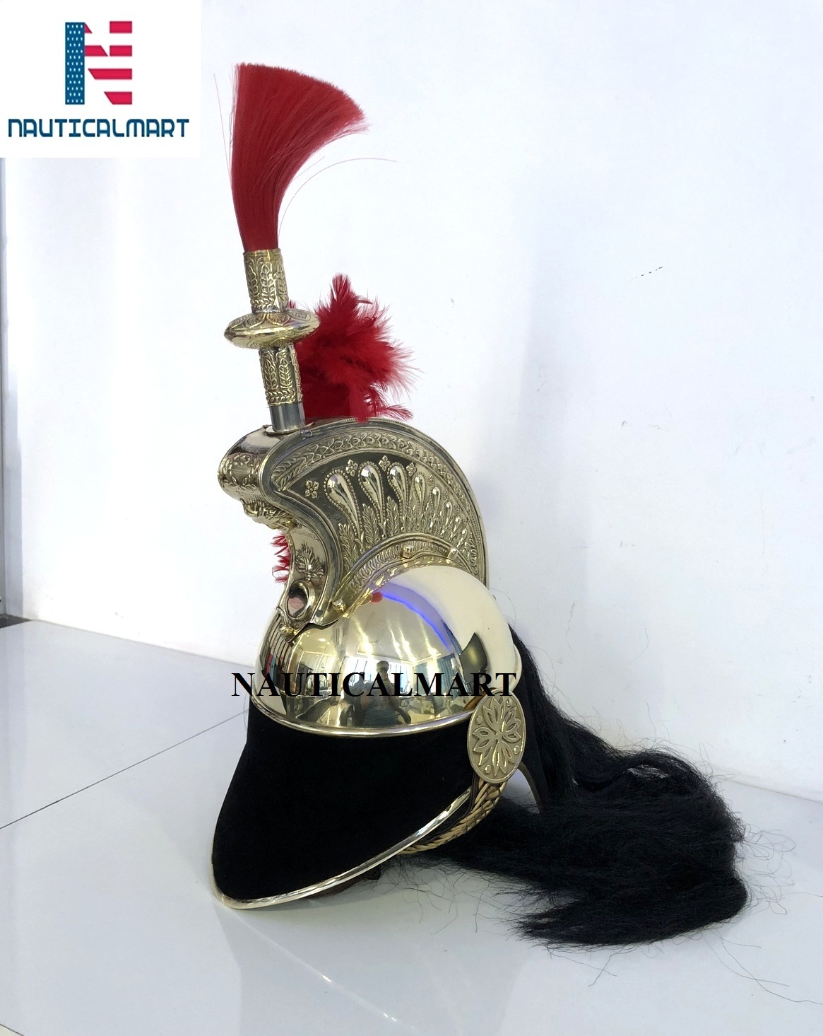 Brass Pickelhaube Helmet Medieval Knight Roman Plume Helmet - Knives ...