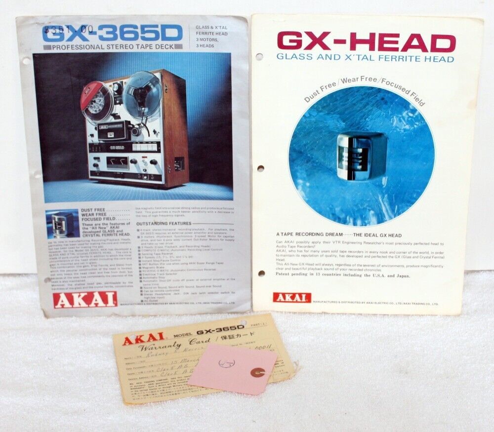 Akai GX-365D Reel to Reel & Glass / X'Tal Ferrite Head Data Sheets ~ Original - Vintage Manuals ...