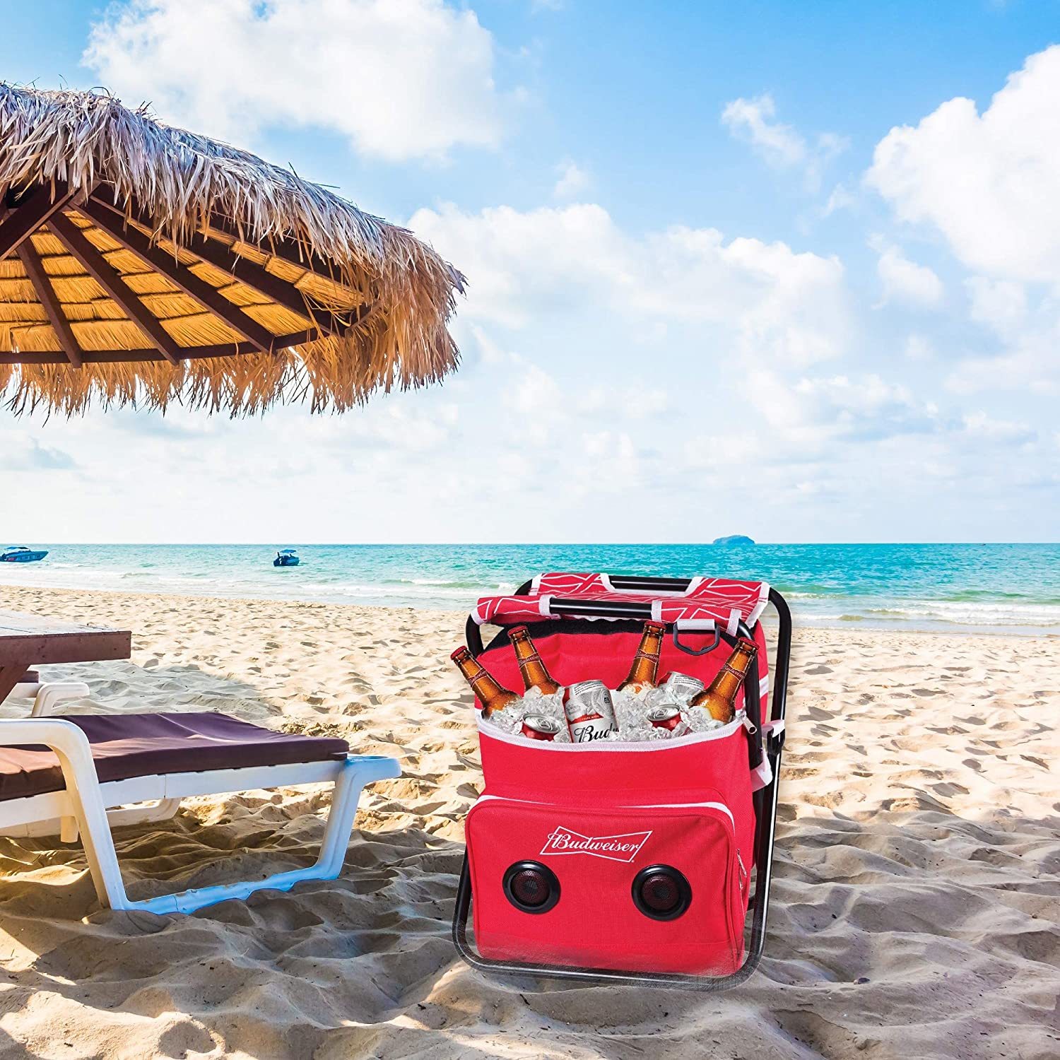 BUDWEISER LIGHT BLUETOOTH FOLDING CHAIR W/ COOLER & SPEAKER - Sporting ...