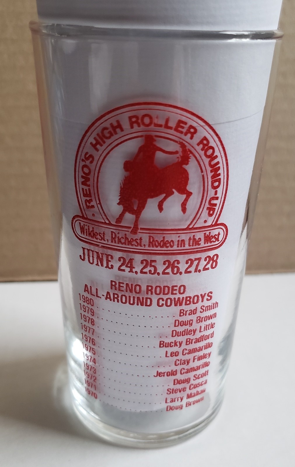 Harrah's Reno 1981 High Holler Round-Up Rodeo All-Around Cowboys Glass ...