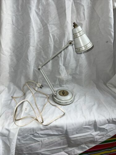 1960s Metal hinge arm Adjustable Desk Lamp Mid Century Modern white ...