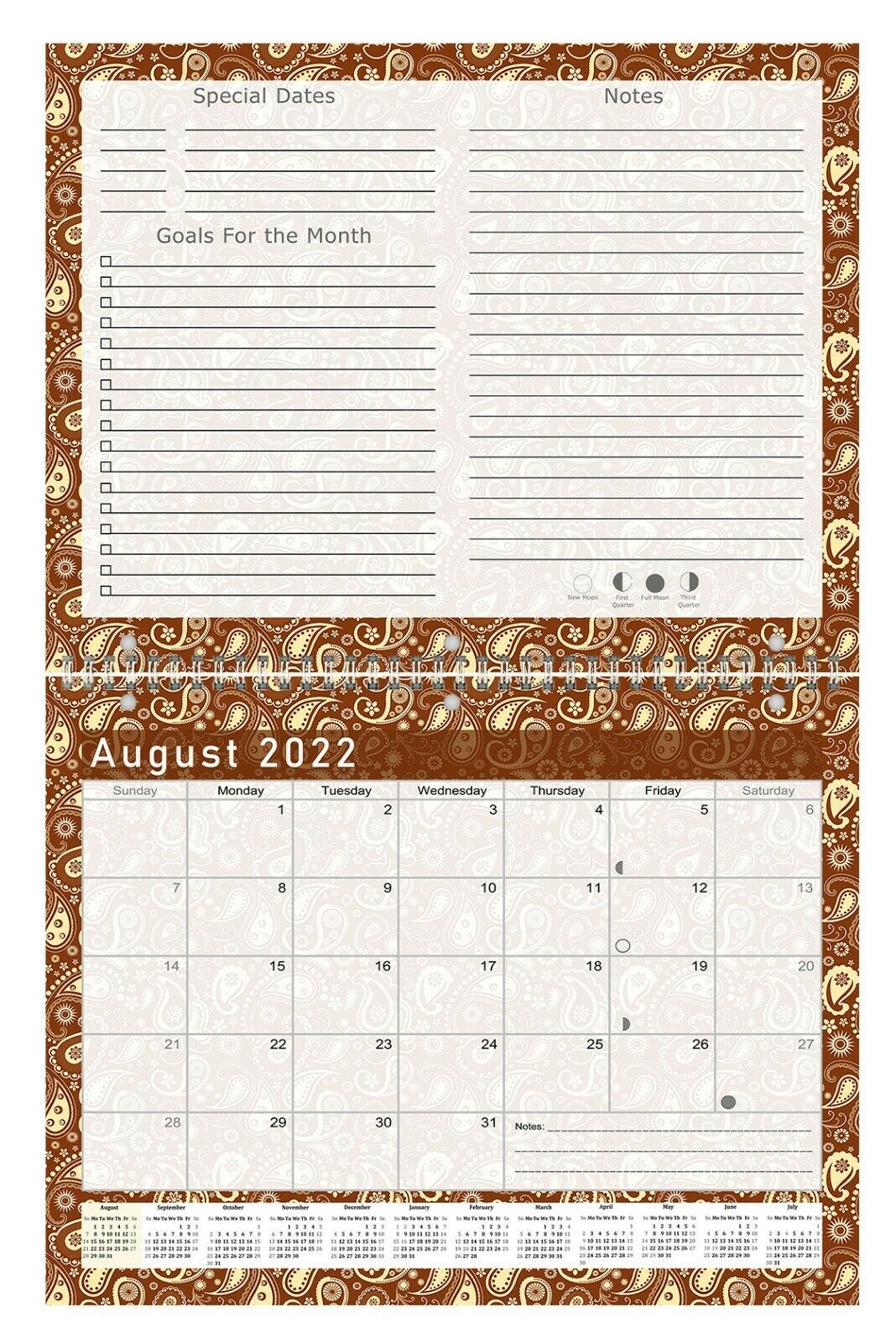 2022 - 2023 Academic Year 12 Months Student Calendar / Planner for Wall ...