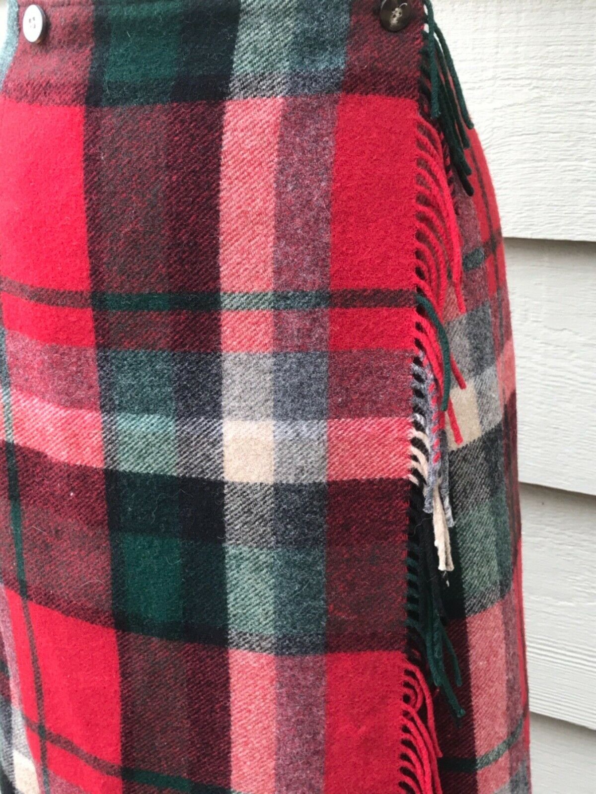 Vintage E Bauer PLAID WOOL Blanket KILT tartan Wrap Skirt. 27" waist 6 ...