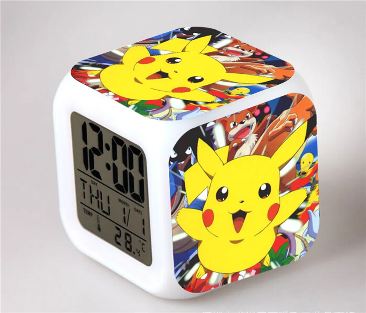 Anime Pokemon Alarm Clock Pikachu LED Kawaii Pocket Monster Figure ...