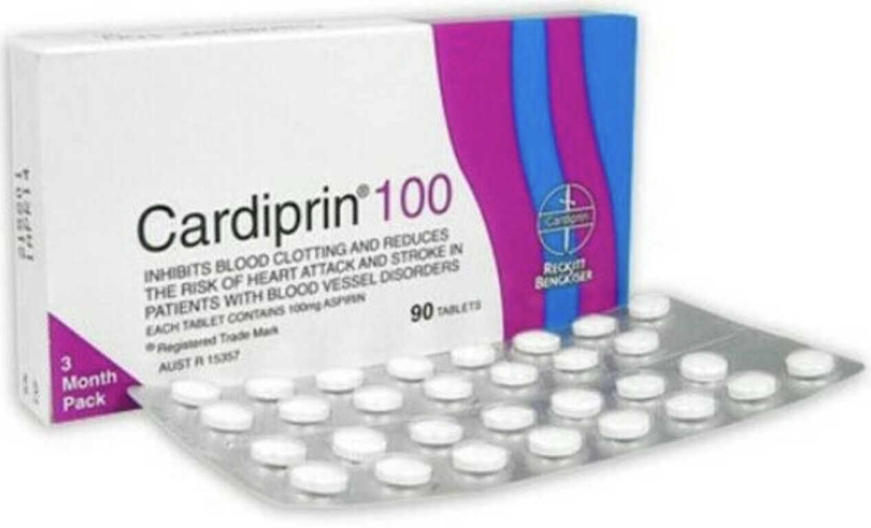 CARDIPRIN 100 (aspirin 100mg) Reduces Heart Attack & Stroke 90 Tablets ...