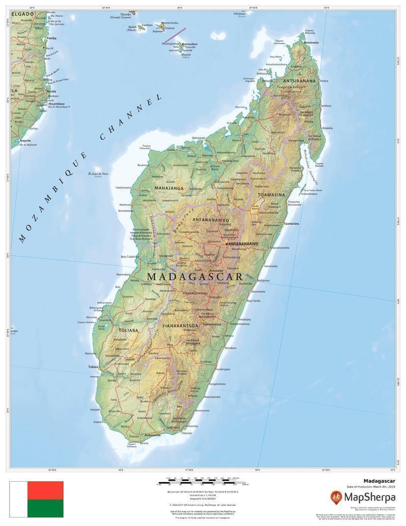 Madagascar Laminated Wall Map (MSH) - Maps & Atlases