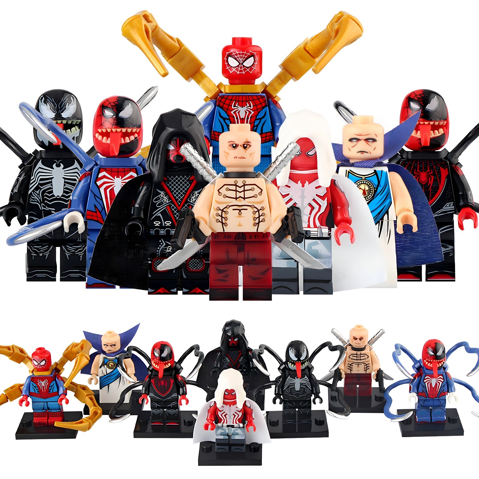 8pcs Venom Spider-Man Shadow-Spider Arachknight Wade Wilson Minifigures ...