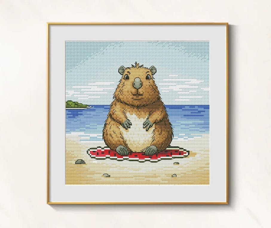 Capybara cross stitch pattern pdf - Funny Beach Capybara ]cross stitch ...