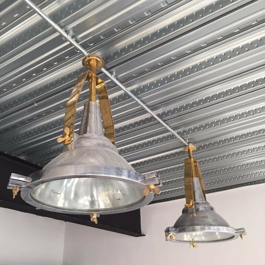 Nautical Aluminium & Brass Hanging Cargo Ships Pendant Light - Large ...