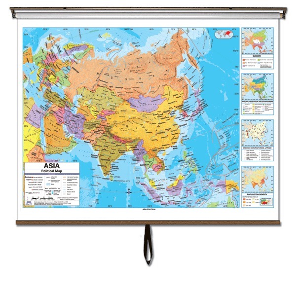 Asia Advanced Political Classroom Wall Map on Roller w/ Backboard ...