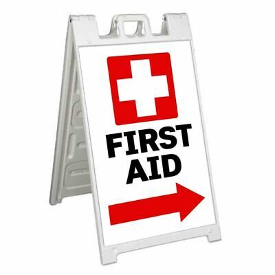FIRST AID RIGHT ARROW Signicade 24x36 Aframe Sidewalk Sign Banner Decal ...