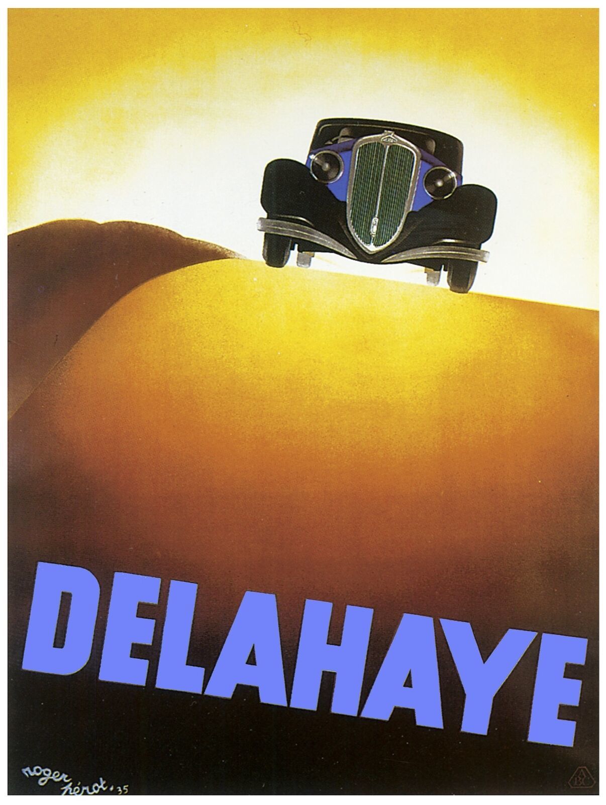 7762.Delahaye.vintage car approaching in desert.POSTER.art wall decor ...