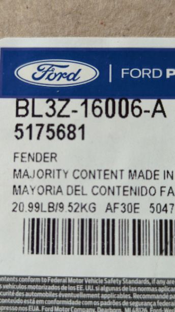 New OEM Genuine Ford Front Fender 2009-2014 F150 LH in box nice BL3Z ...