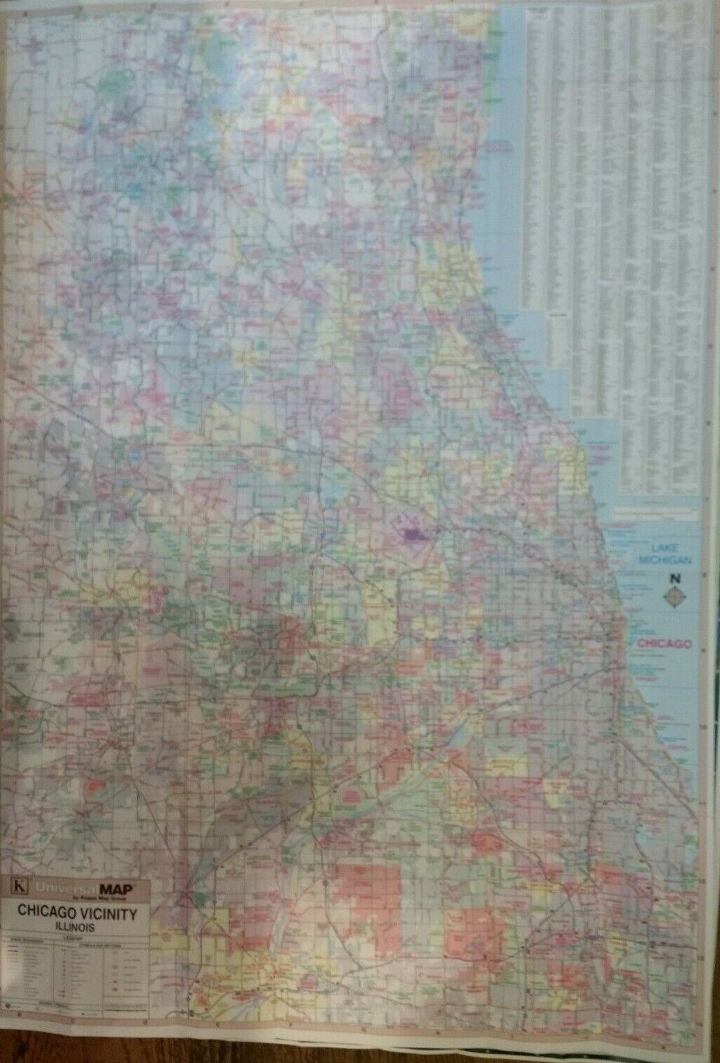 Chicago Vicinity Downtown Chicago Laminated Wall Map (K) - Maps & Atlases
