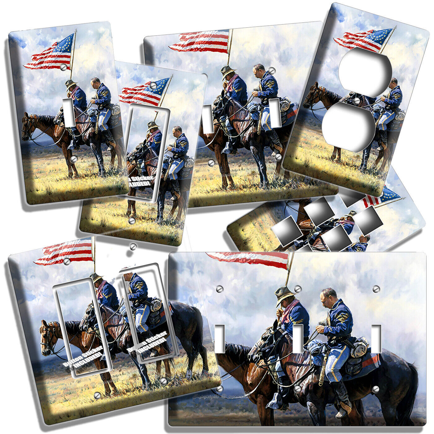 CIVIL WAR CAVALRY SOLDIERS UNION FLAG LIGHT SWITCH OUTLET PLATE PATRIOT ...