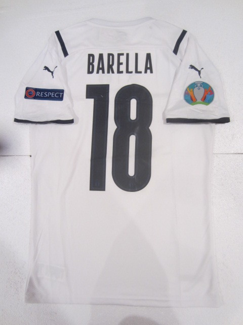 Nicolo Barella Italy 20/21 Euro Match Slim White Away Soccer Jersey ...