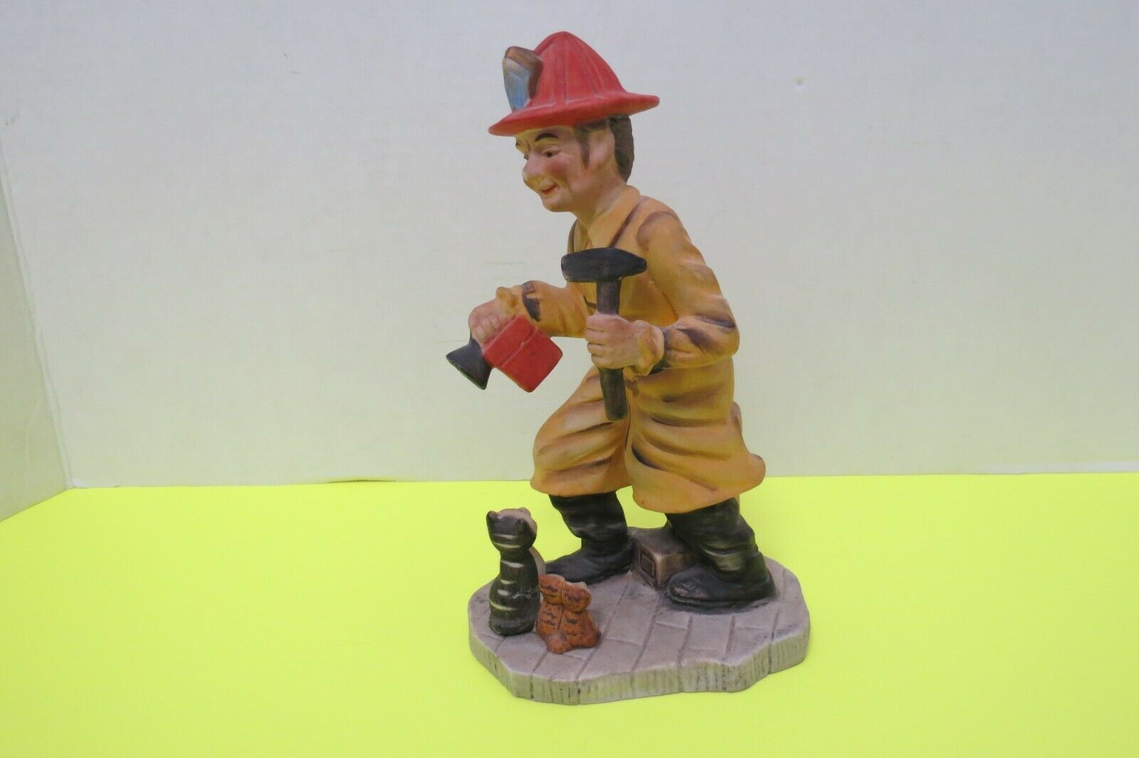 Red Hats Of Courage Fireman Firefighter Ceramic Figurine Rescue Cats ...