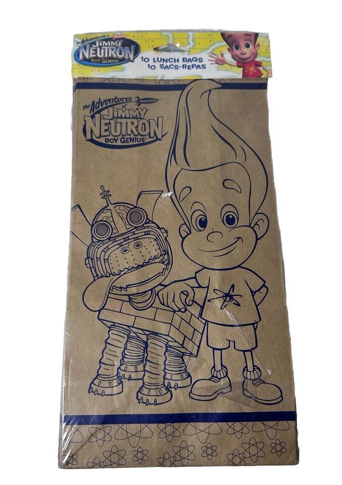 Vtg Nickelodeon Jimmy Neutron Boy Genius Lunch Backs Sacks NOS 2002 ...