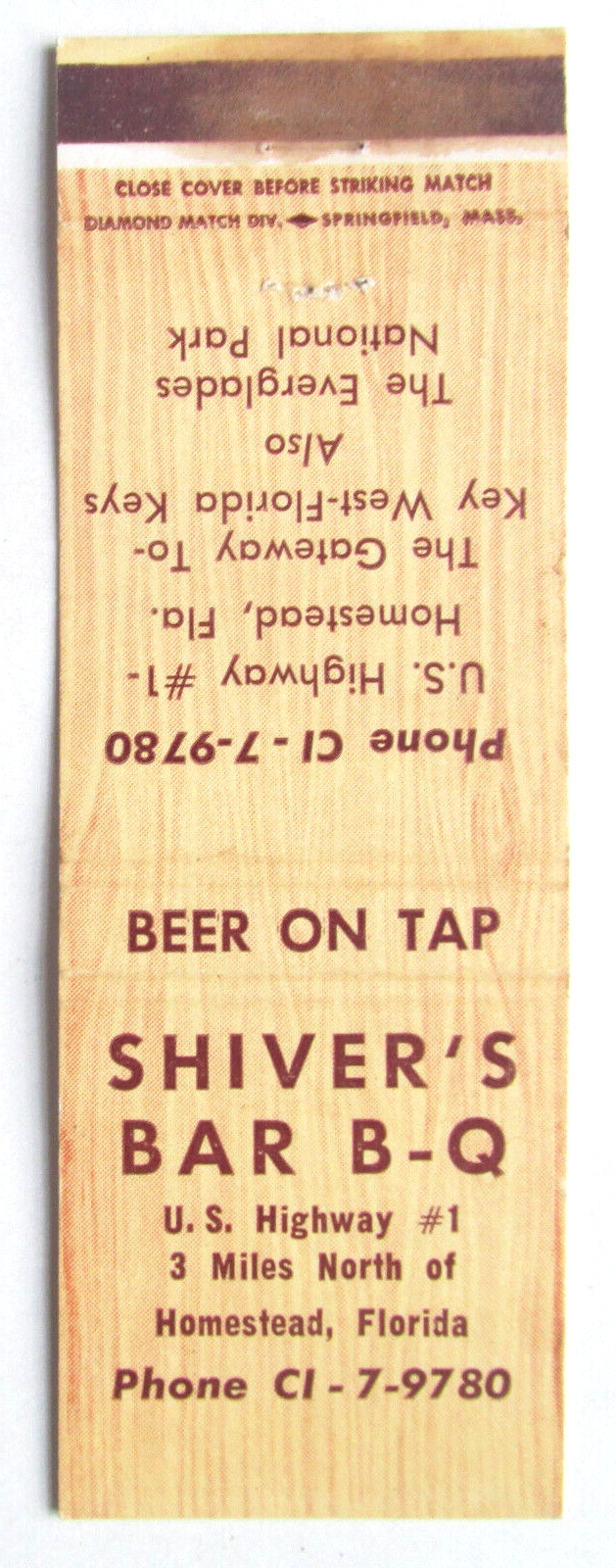 Shiver's Bar-B-Q - Homestead, Florida Restaurant 20 Strike Matchbook ...