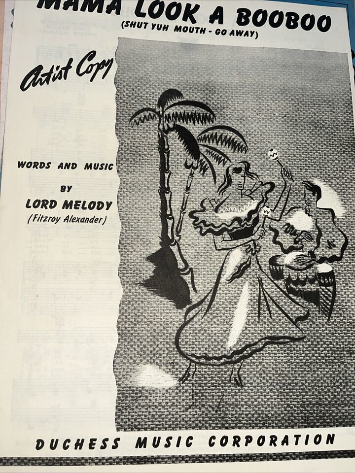 MAMA LOOK A BOOBOO ARTIST COPY SHEET MUSIC Lord Melody Fitzroy ...