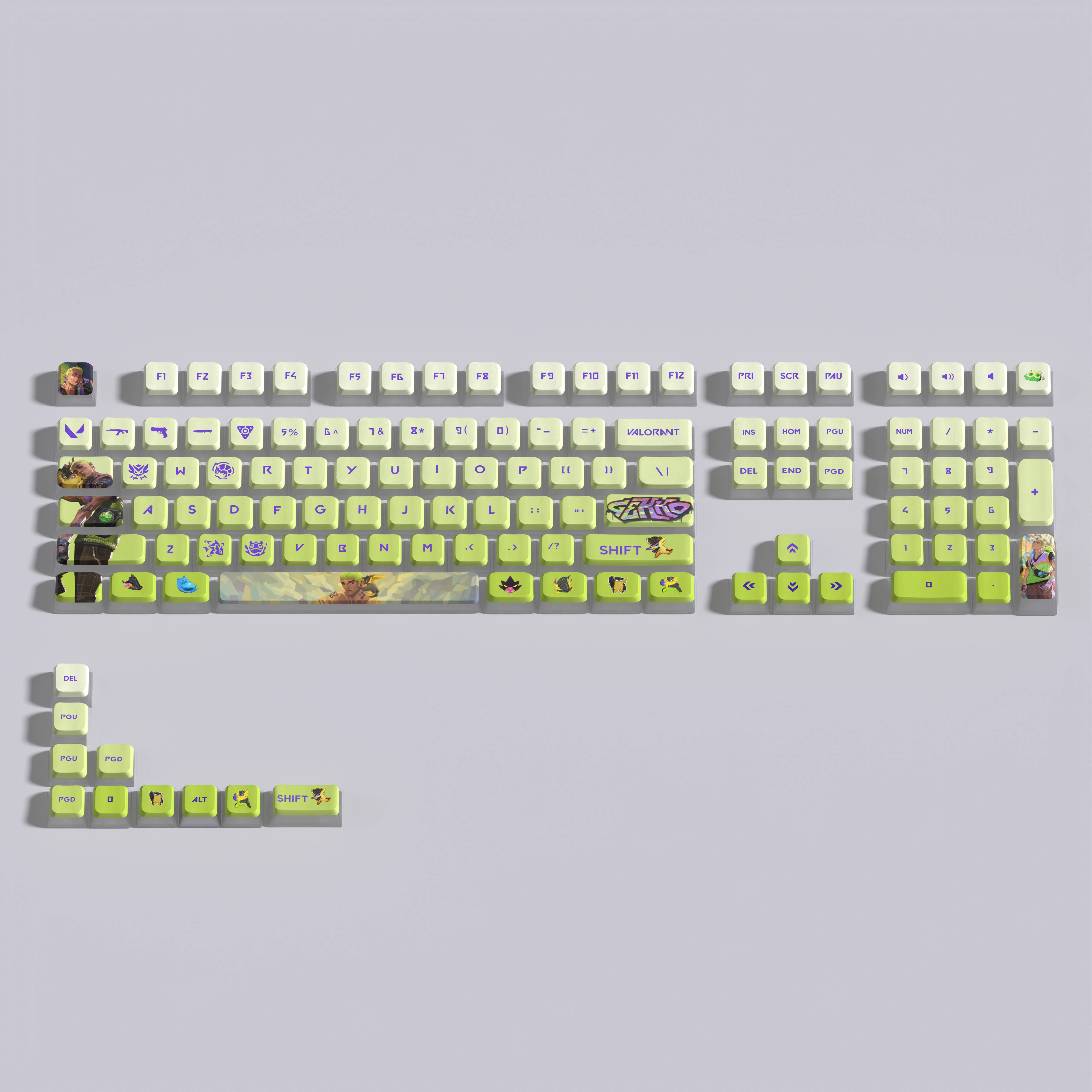 VALORANT Themed Keycaps Gekko White translucent on all sides PBT heat ...
