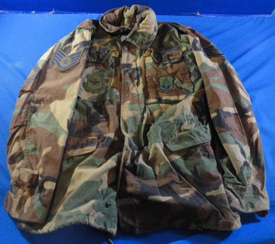 USGI M-65 BDU WOODLAND CAMOUFLAGE COLD WEATHER CW FIELD JACKET COAT ...