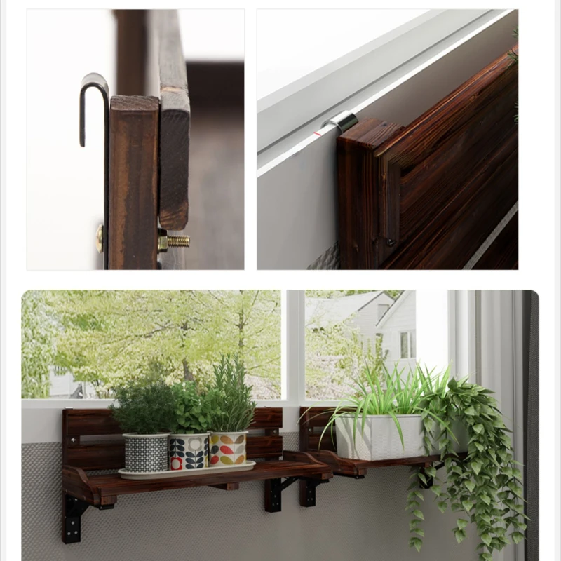 Balcony Railing Flower Stand Drying Rack Hanging Pot Shelf Indoor ...