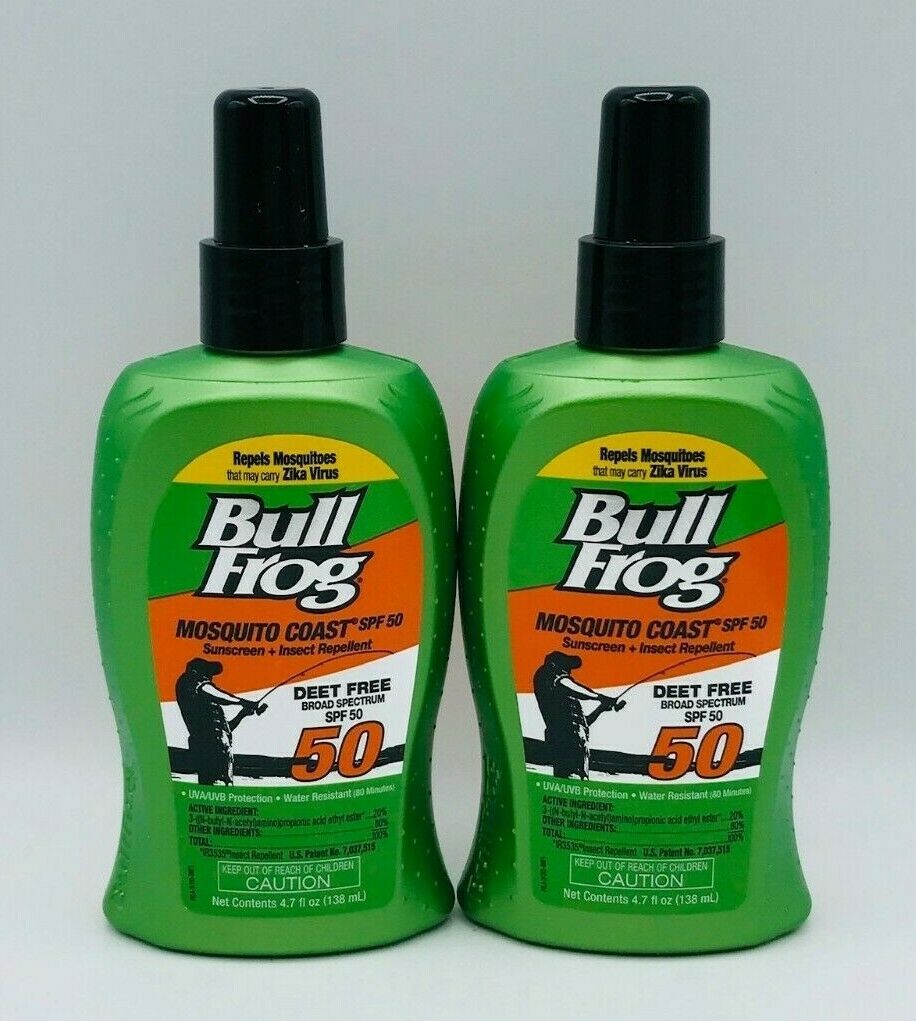 2 x BullFrog Mosquito Coast SPF 50 Pump Spray 4.7 oz Bull Frog New Free ...