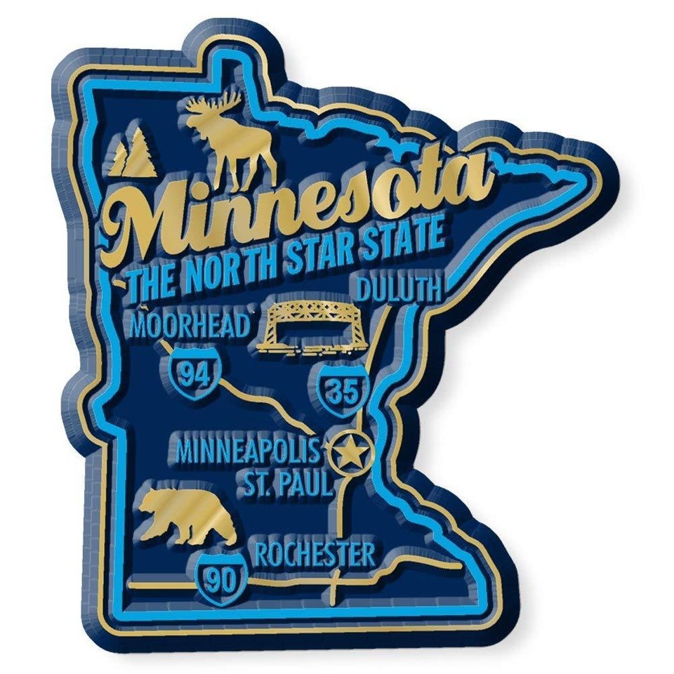 Minnesota the North Star State Premium Map Fridge Magnet - Refrigerator ...