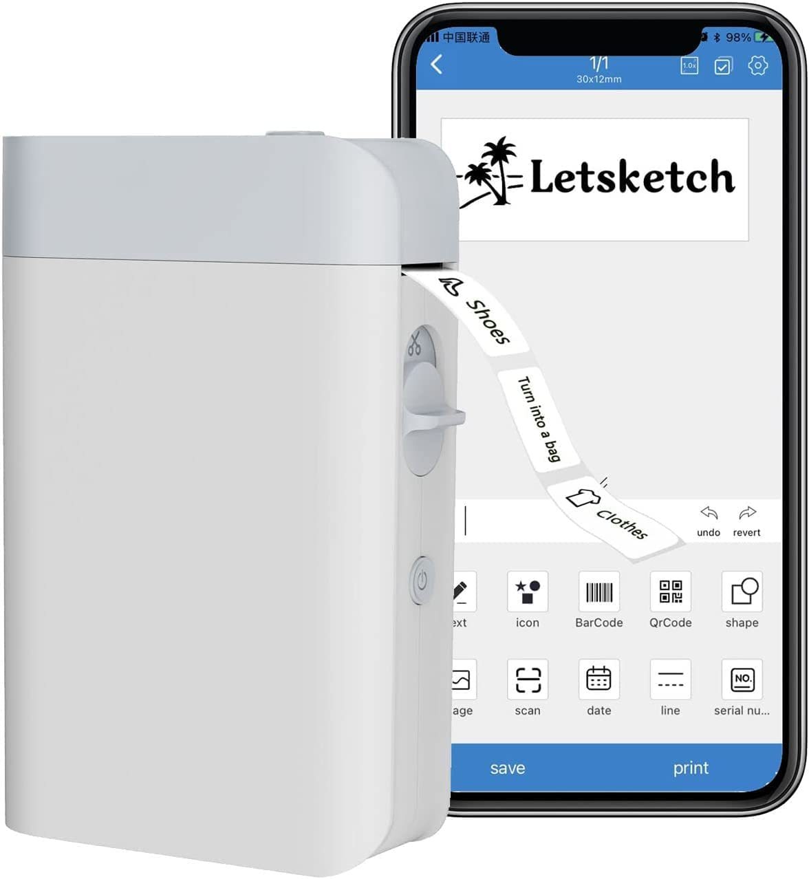 Label Maker LetSketch Mini Bluetooth Thermal Label Printer Rechargeable ...