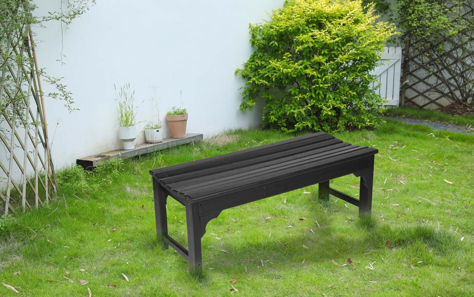 All-Weather UV Poly Lumber Backless Adirondack Bench, Wood Texture ...