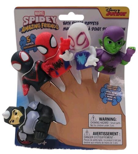 Marvel Spidey Amazing Friends Finger Puppets Bath Time Spiderman Disney ...