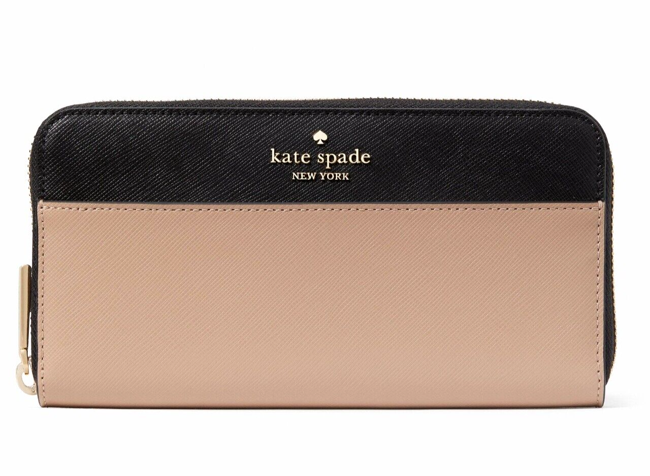 New Kate Spade Madison Colorblock Saffiano Leather Wallet Toasted ...