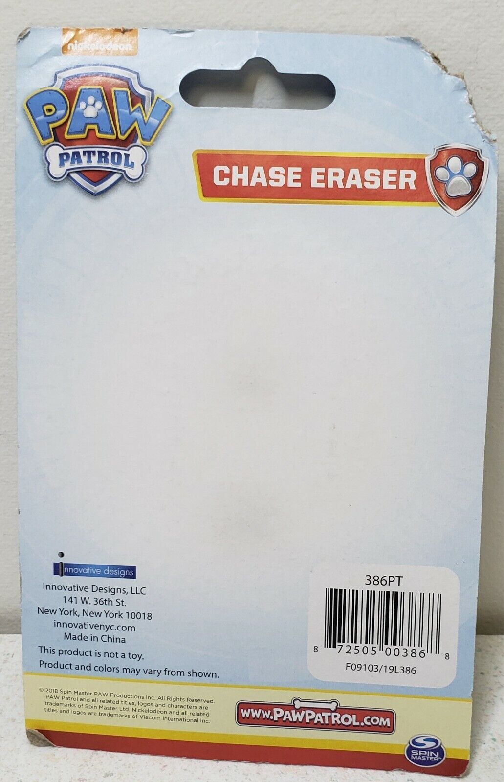 Paw Patrol Chase Eraser Cop Police Dog Figure Nickelodeon - Action Figures
