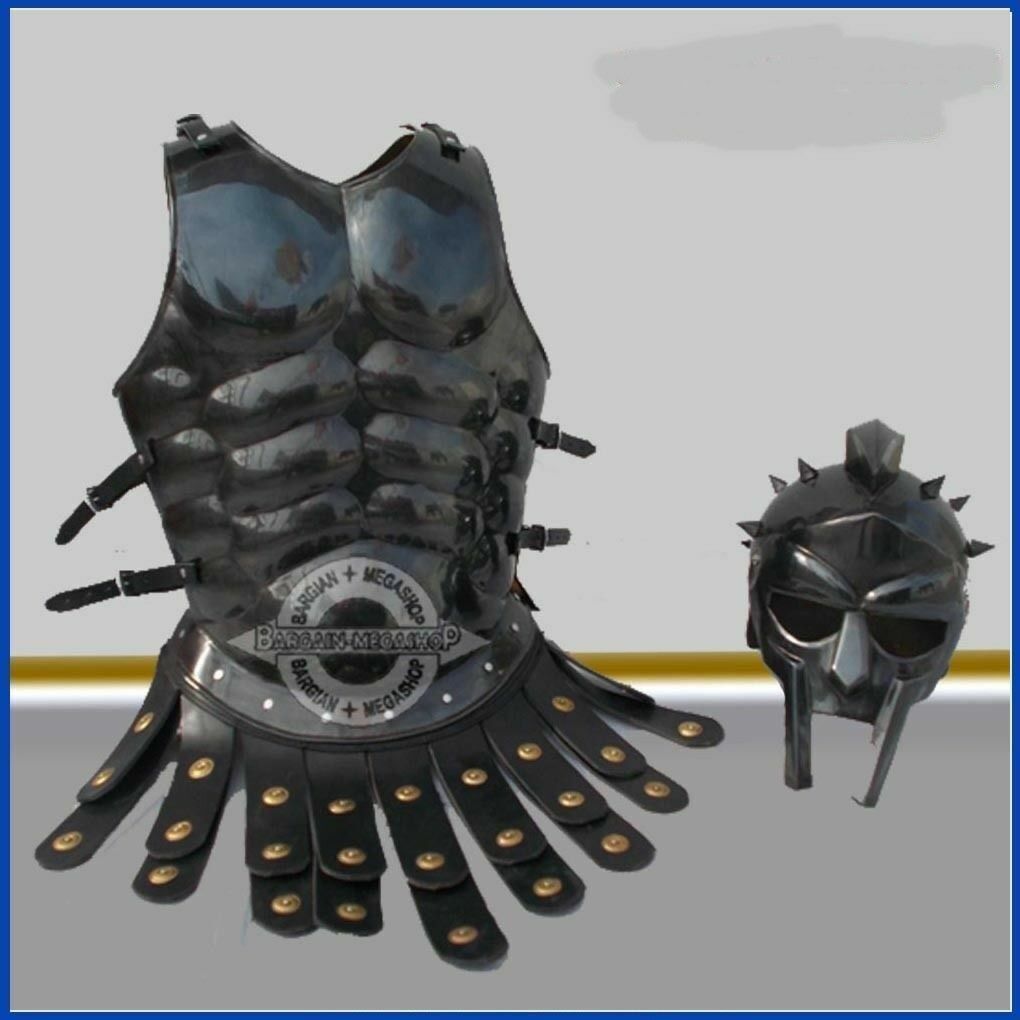 MEDIEVAL GLADIATOR HELMET W/ ROMAN ARMOR SPARTAN COSTUME W/ MUSCLE ...