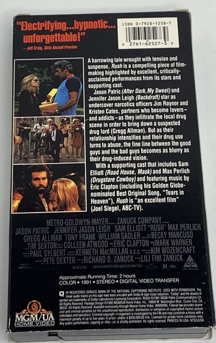 RUSH (VHS 1991) Jennifer Jason Leigh / Jason Patric - Thriller Eric ...