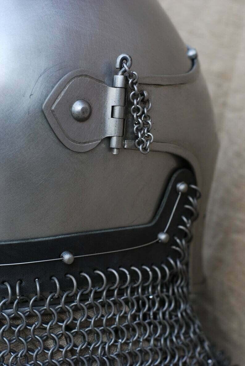 Medieval Replica Combat Chainmail Armor Helmet Barbute Steel Armor ...