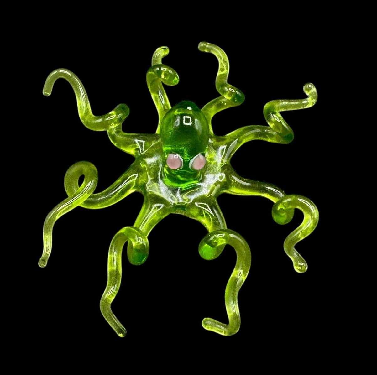 Blown Glass Octopus Fluorescent Green 2.25" Aquatic Animal Studio Art ...