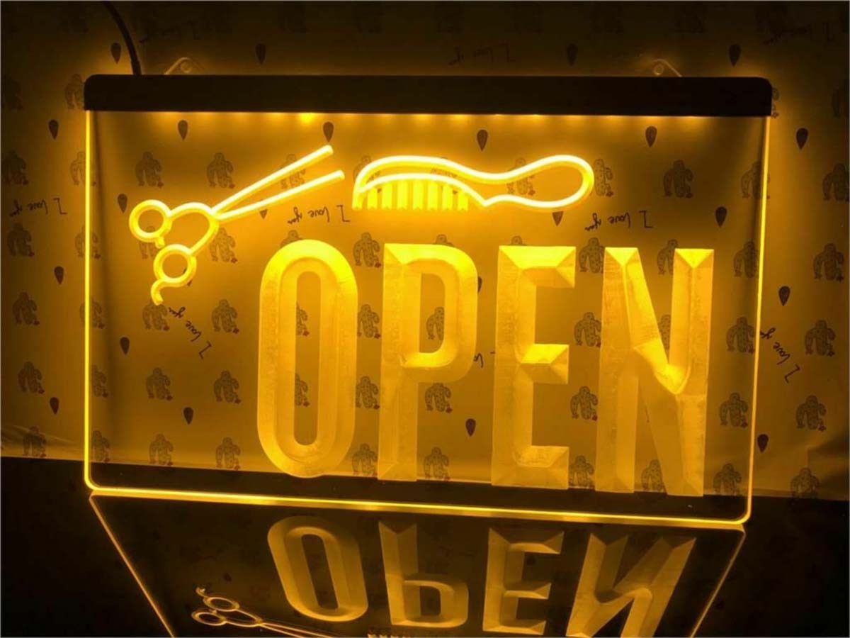 Open Hair Cut Scissor Shop Led Neon Sign Hang Signs Wall Beauty Salon ...