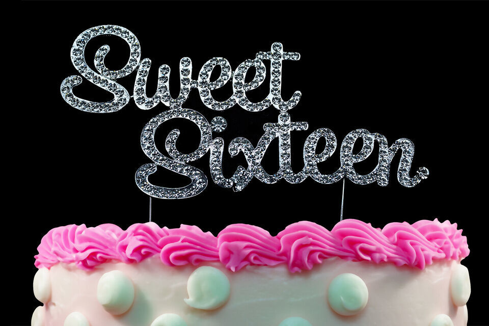 16th Birthday Cake Toppers Silver Bling Sweet Sixteen Cake Toppers Cake ...