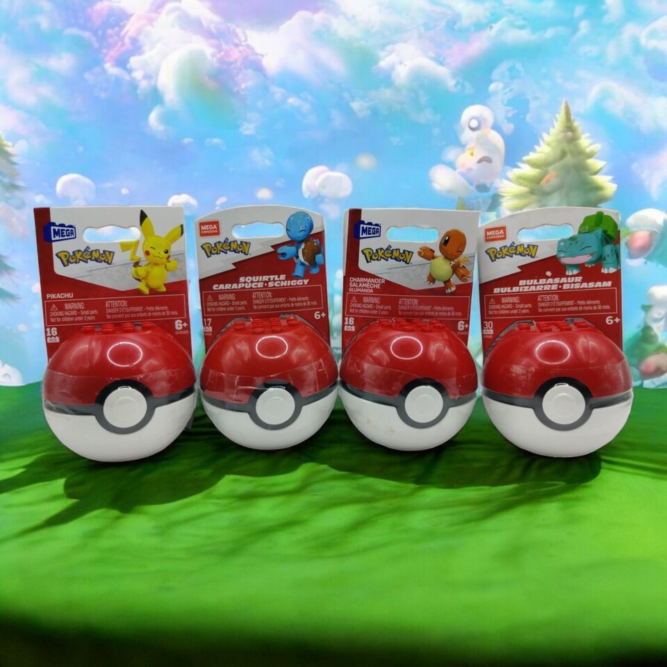 MEGA Construx Pokemon Pokeball Pikachu Charmander Squirtle Bulbasaur ...