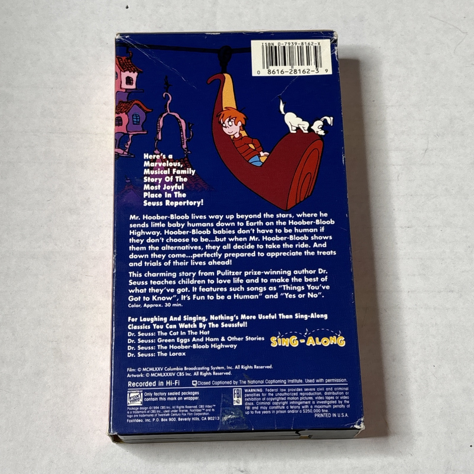 Dr. Seuss THE HOOBER-BLOOB HIGHWAY Sing-Along Classics VHS Video Tape ...