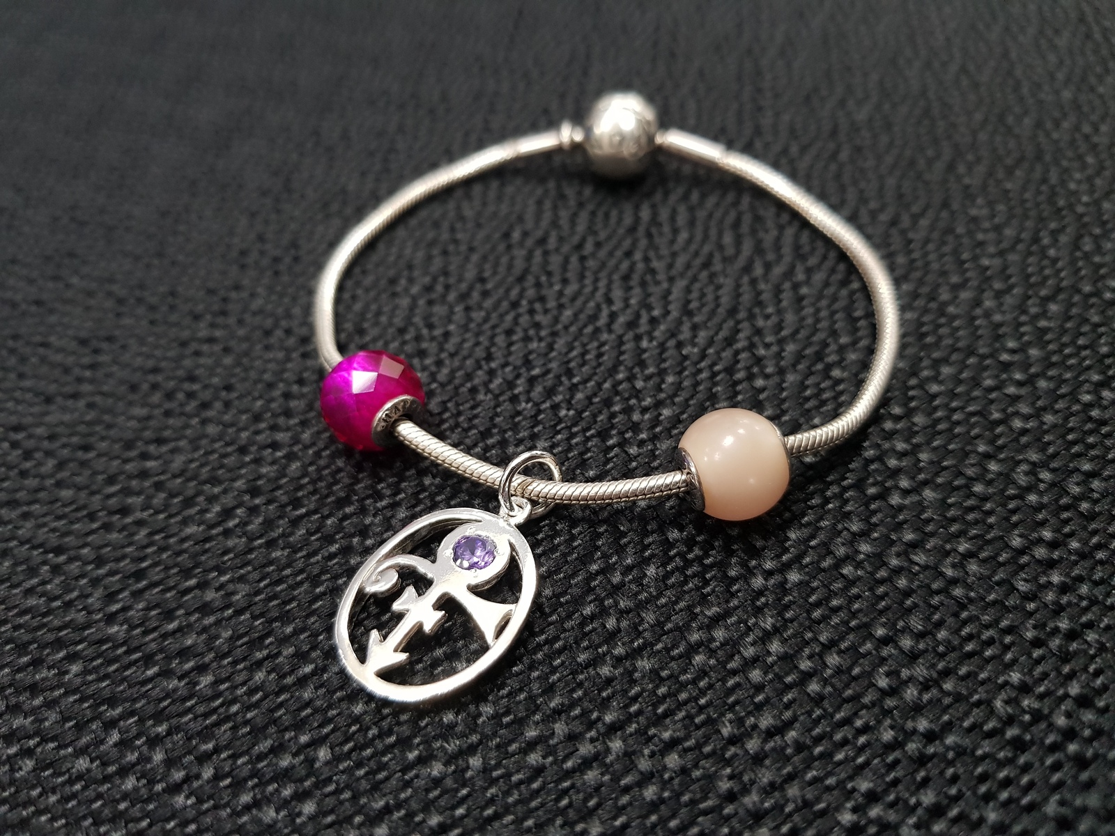 Charm Only - Enclosed Symbol With Purple Stone - Remembrance Symbol ...