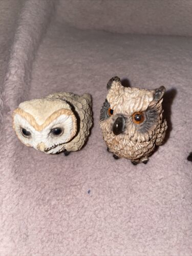 Vintage Stone Critters Collection - Set Of 3 Owls Figurines - Owls