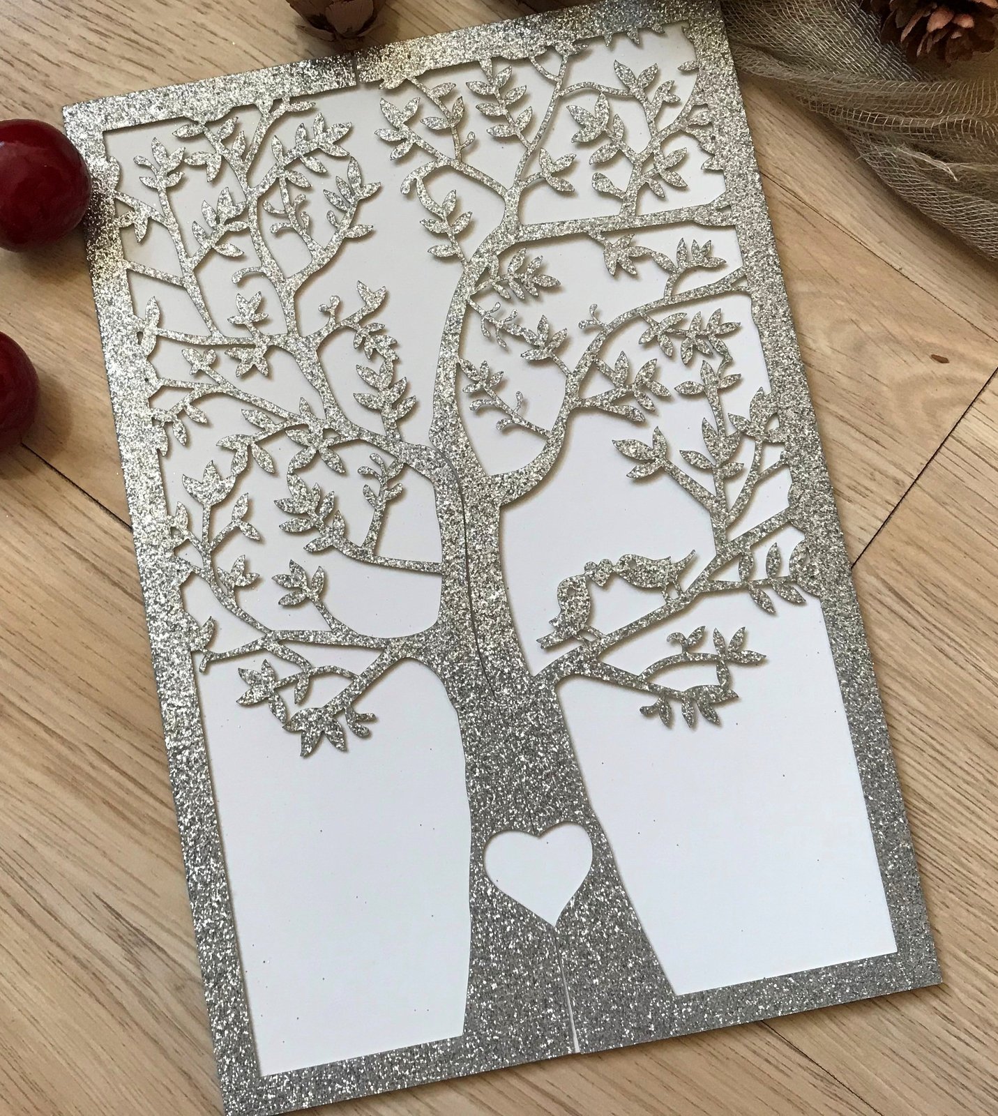 50pcs glitter gold Love Tree laser cut invitations,Laser Cut wedding ...