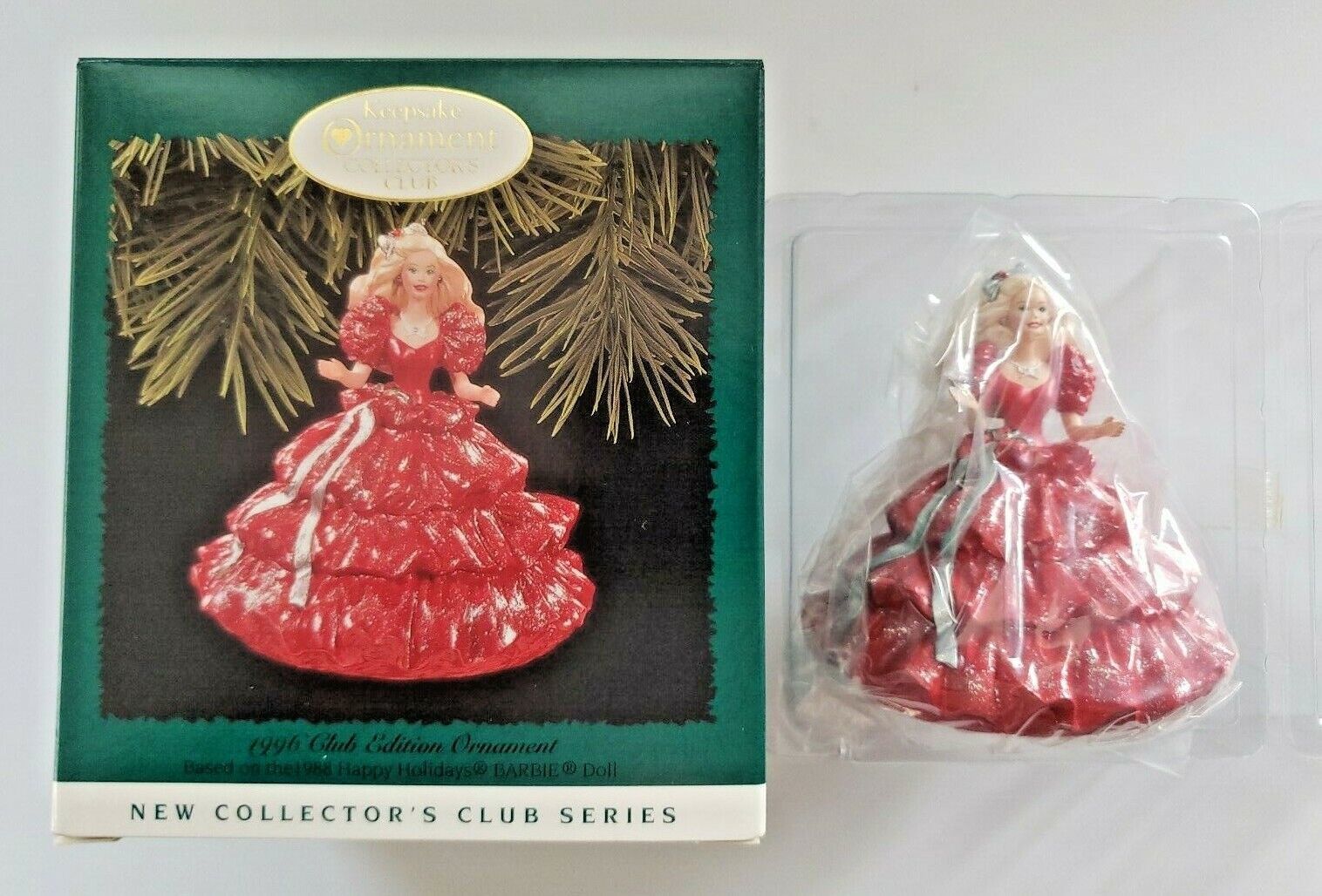 1996 Hallmark Keepsake Ornament Happy Holiday Barbie Club Edition #1 ...